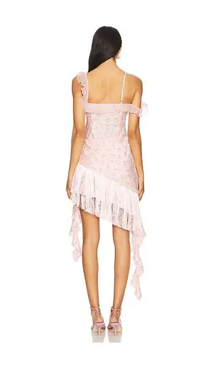 For Love & Lemons Floral Beaded Fringe Mini Dress