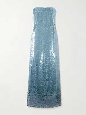 Simkhai Leilani Strapless Sequined Crepe Gown - Blue