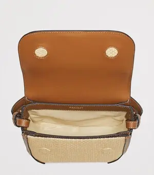 ASPINAL OF LONDON Leather Raffia-front Ella Cross-body Bag