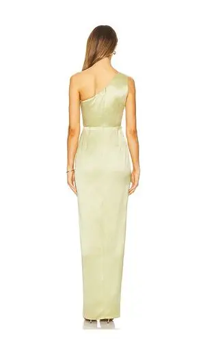 SAU LEE Preston One-shoulder Gown - Sage