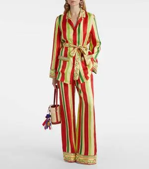 Dolce & Gabbana Belted Striped Silk Shirt