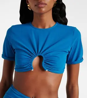 Christopher Esber Crescent Gathered Crop Top - Blue