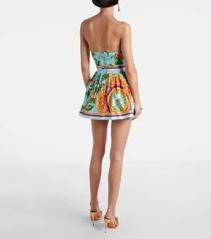 Dolce & Gabbana Taormina Printed Cotton Bustier Dress