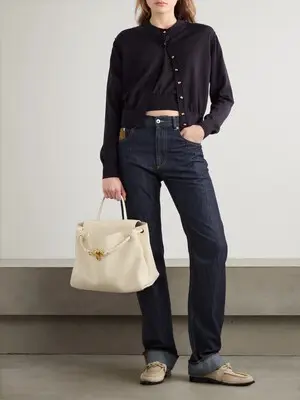 Bottega Veneta Cotton-blend Tank And Cardigan Set With Knot Detail Buttons - Blue