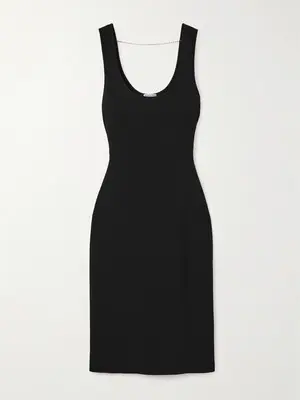 Bottega Veneta Chain Embellished Ribbed Knit Midi Dress - Black