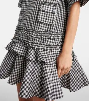 GANNI Gingham Ruffled Mini Dress