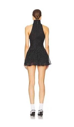 HELSA The Gemma Dress In Printed Silk Chiffon - Black