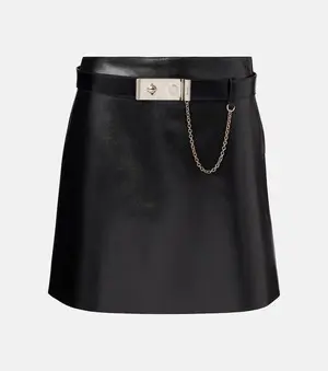 Prada Belted Leather Mini Skirt