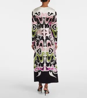 La DoubleJ Clingy Swing Printed Satin Midi Dress