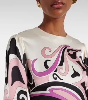 La DoubleJ Clingy Swing Printed Satin Midi Dress