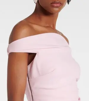 THE SEI Draped Off-shoulder Crepe Corset Top - Pink