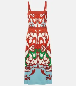 La DoubleJ Phoenix Placée Satin Midi Dress - Multicoloured