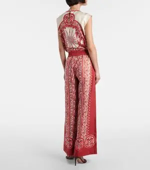 La DoubleJ Printed Silk Twill Palazzo Pants
