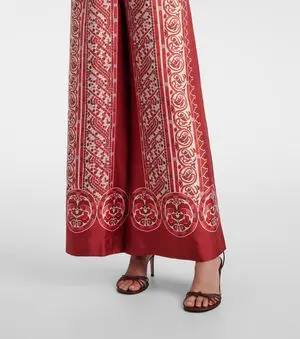La DoubleJ Printed Silk Twill Palazzo Pants