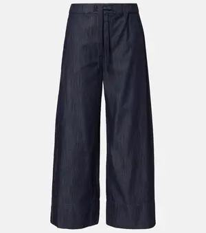 Max Mara Jour Cotton Chambray Wide-leg Trousers