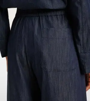 Max Mara Jour Cotton Chambray Wide-leg Trousers