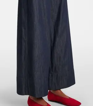 Max Mara Jour Cotton Chambray Wide-leg Trousers