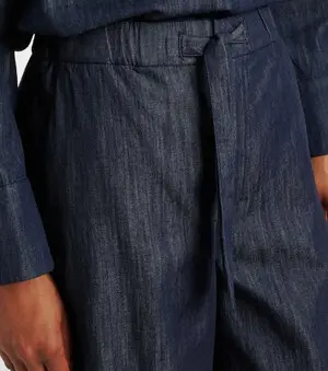 Max Mara Jour Cotton Chambray Wide-leg Trousers