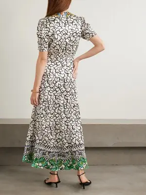 Saloni Lea Printed Silk-satin Maxi Dress