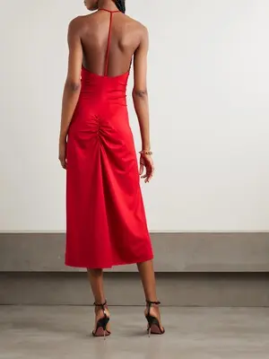 Victoria Beckham Cutout Ruched Satin-jersey Midi Dress