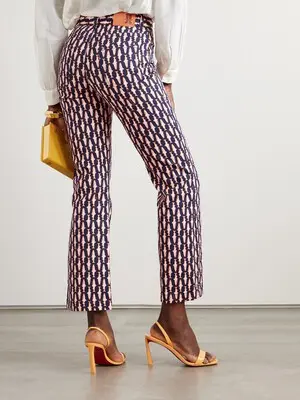 La DoubleJ Cropped Flared Jeans In Fish Print