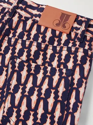 La DoubleJ Cropped Flared Jeans In Fish Print