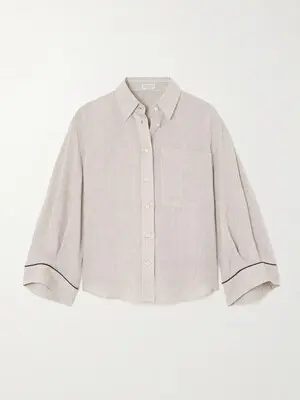 Brunello Cucinelli Embellished Linen Shirt
