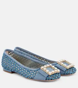 ROGER VIVIER Tres Vivier Embellished Ballet Flats - Blue