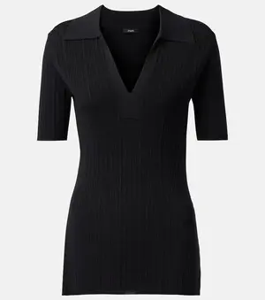 JOSEPH Ribbed-knit Polo Shirt