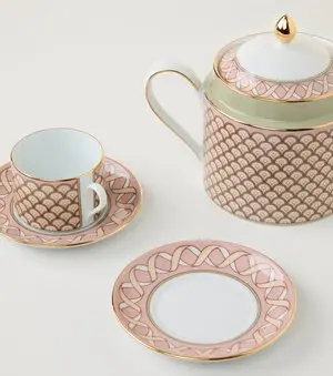 La DoubleJ Impero Set Of 2 Porcelain Teacups And Saucers