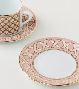 La DoubleJ Impero Set Of 2 Porcelain Teacups And Saucers