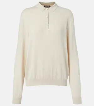 Loro Piana Ice Wish Knitted Cotton Polo Shirt - White