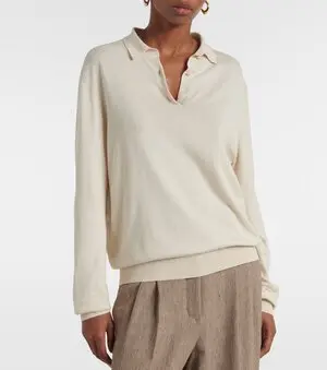 Loro Piana Ice Wish Knitted Cotton Polo Shirt - White