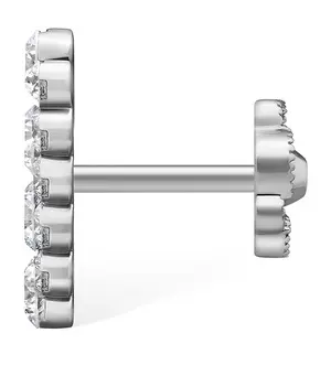 MARIA TASH Gold Invisible Set Diamond Apsara Bar Threaded Stud Earring - White