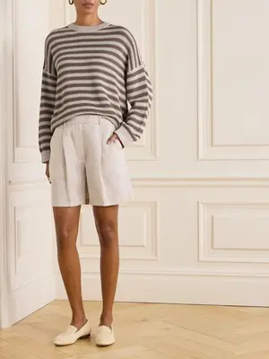 Brunello Cucinelli Sequin-embellished Striped Cotton-blend Sweater