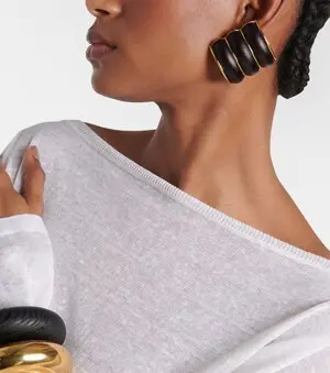 Alaïa Bumper Wooden Clip-on Earrings