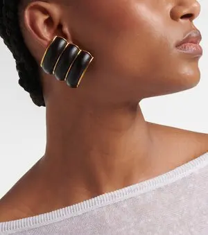 Alaïa Bumper Wooden Clip-on Earrings