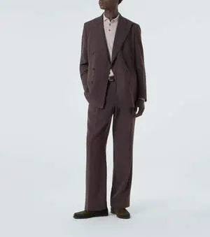 SAMAN AMEL Linen Canvas Suit Trousers