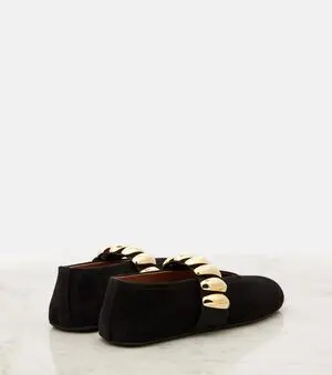 Alaïa Embellished Suede Ballet Flats - Black