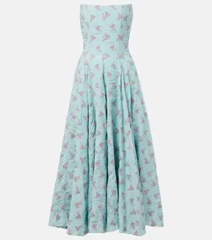MARKARIAN Rousseau Floral Cotton-blend Midi Dress - Blue