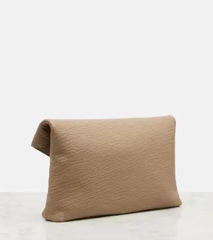 Saint Laurent Cassandre Large Leather Clutch - Beige