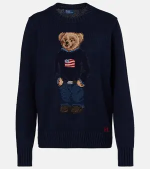Polo Ralph Lauren Polo Bear Intarsia Cotton And Linen Sweater - Blue