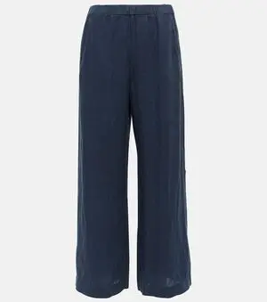 Velvet By Graham & Spencer Lola Linen Wide Leg Trousers - Blue