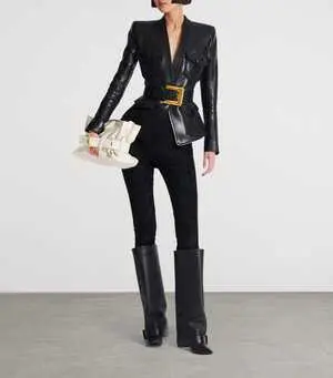 Balmain Belted Leather Jacket
