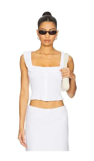 GUIZIO Paloma Smocked Top - White