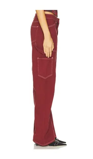 Lioness Miami Vice Barrel Leg Canvas Trousers - Red