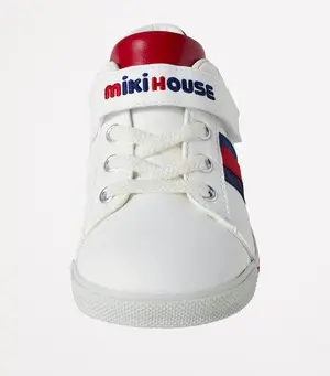 MIKI HOUSE Faux Leather Logo Trainers - Red