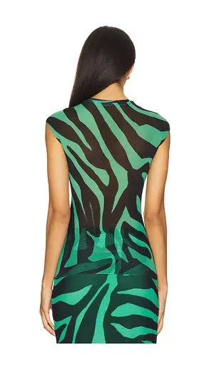 AFRM Nina Top Zebra Print Mesh T-shirt - Green