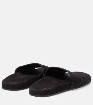 THE ROW Hugh Suede Slides - Black