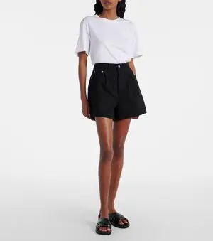 AGOLDE Rhoda Pleated High-rise Denim Shorts